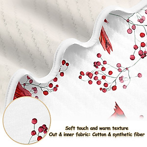 Ollabaky Cute Red Birds Baby Blanket for Boys Girls Cotton Throw Blanket Swaddle Blanket for Crib Stroller Nursery Receiving Blanket Infant Toddler Unisex 30"x40"