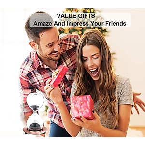 SuLiao Magnetic Hourglass 1 Minute Sand Timer: Large Sand Clock One Minute with Gray Magnet Iron Powder & Metal Base, Sand Watch 1 Min, Hand-Blown Hour Glass Sandglass for Office Desk Home Decor