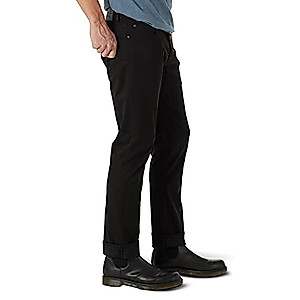 Lee Men's Extreme Motion Straight Fit 5 Pocket Pant, Union-All Black, 38W x 32L