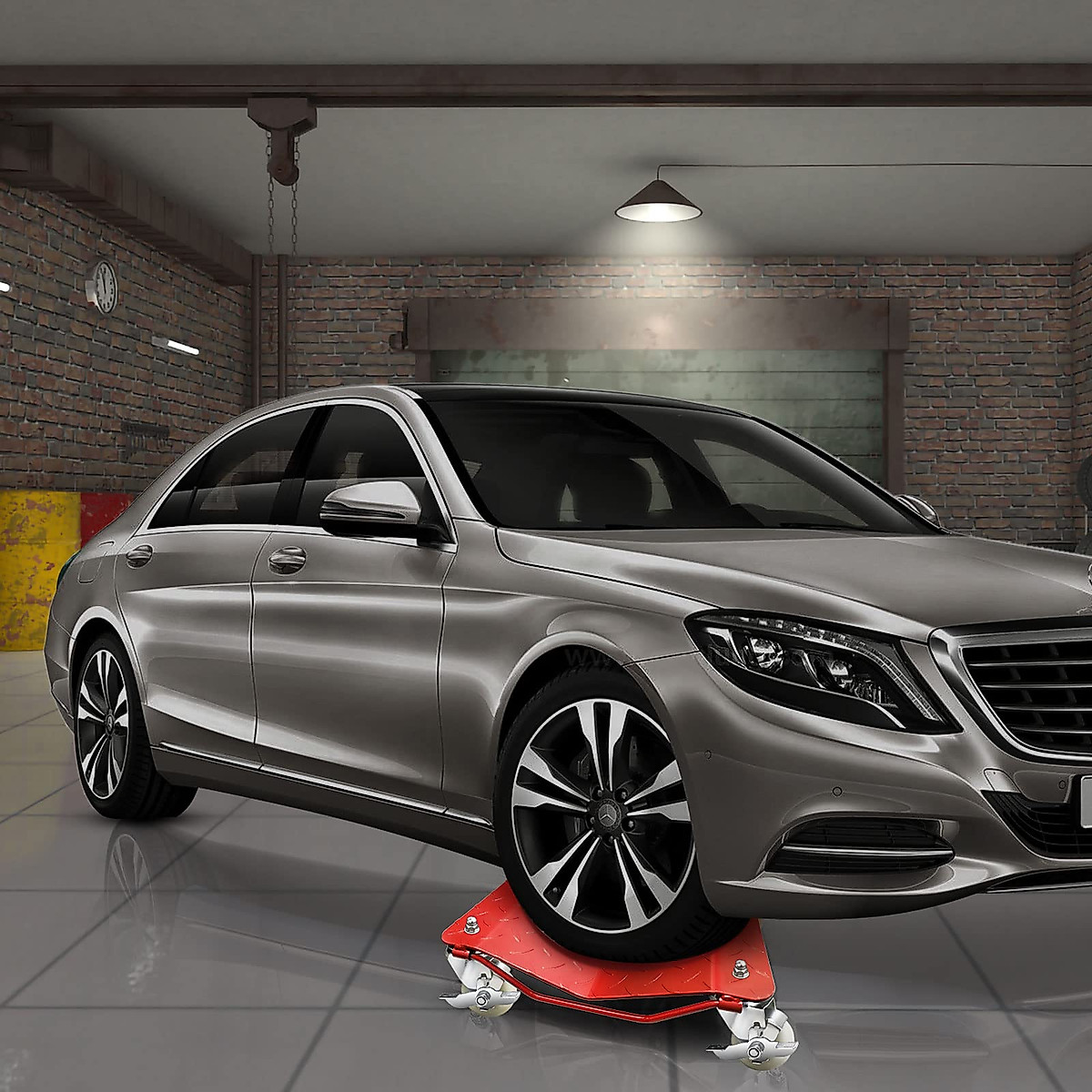 EBUY Wheel Car Dolly Set of 2 Heavy Duty Tire Car Skates 3000LBS Bearing Capacity for Moving Cars Red