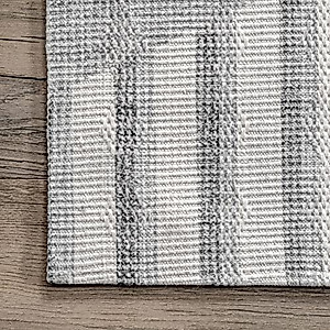 nuLOOM Azzie Modern Zig Zag Machine Washable Area Rug, 8x10, Beige