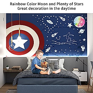Glow in The Dark Stars for Ceiling, Glowing Stars and Planets, Glow Dark Stars Wall Stickers, Stars & Moon Galaxy Space Wall Decals, Rocket Astronaut Kids Girls Boys Bedroom Wall Decors
