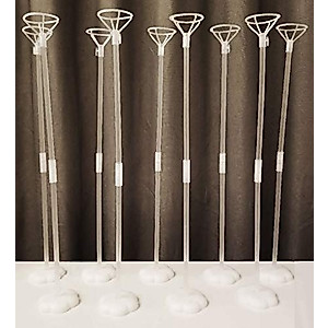 Clear Transparent Balloon Sticks and Stands 10pc set, holders, reusable balloon sticks for table top use with LED Bobo Balloon, for wedding decor, party decoration (10 pack, Transparent)