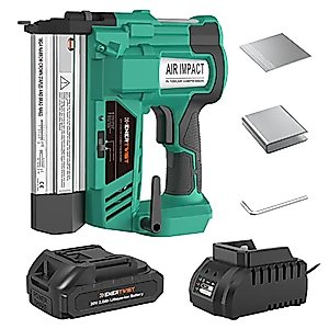 ENERTWIST 20V Cordless Brad Nailer 18 Gauge Nail Gun Battery Powered Including 2.0Ah Li-ion Battery 2 in 1 Cordless Nail/Staple Gun w/Lithium-Ion Battery for Upholstery, Carpentry,Woodworking