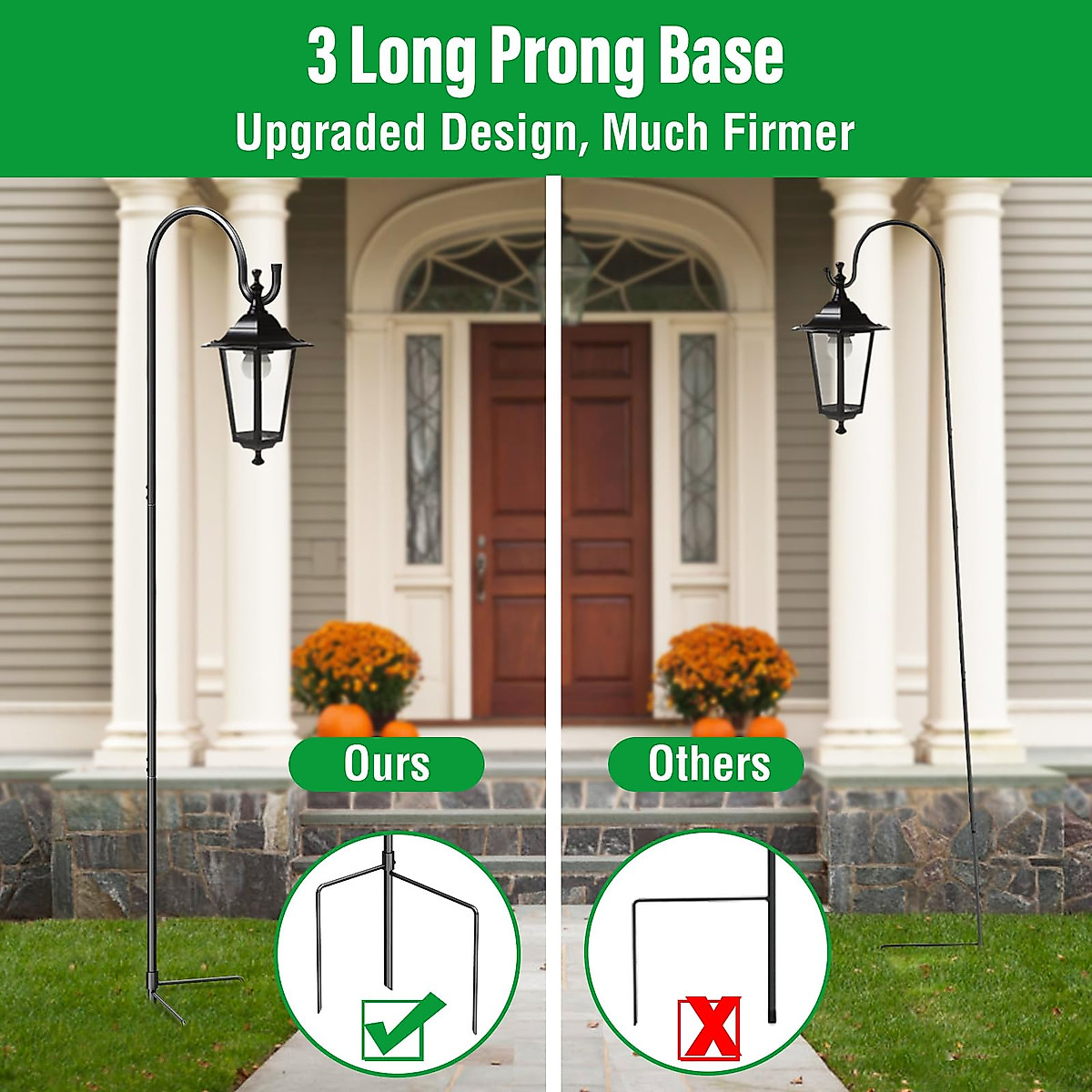 GOFORWILD Shepherd Hook 2 Pack Black, 33 inches Tall, Made of Premium Metal for Garden Decor, Plant Hanger, Lantern Hook, Solar Light Hanging, 7011