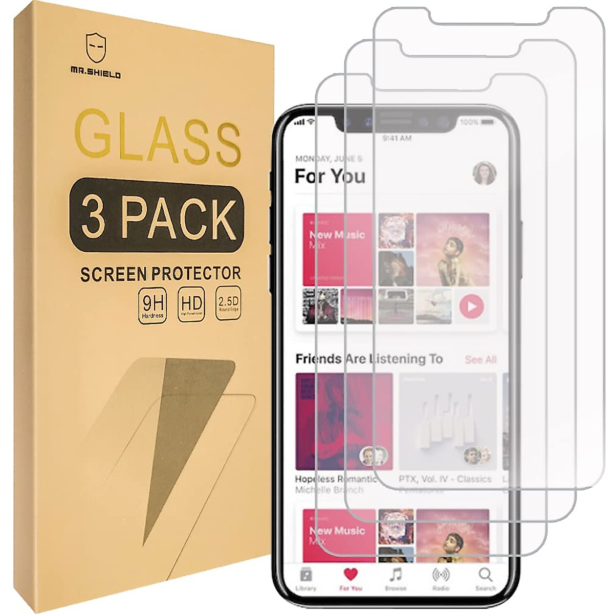 Mr.Shield [3-Pack] Designed For iPhone Xs Max/iPhone 11 Pro Max [Tempered Glass] Screen Protector [Japan Glass with 9H Hardness] with Lifetime Replacement