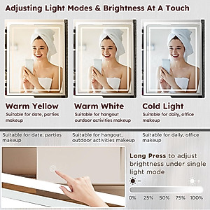 Makeup Vanity Desk with Mirror and Lights,Vanity Table with Sliding Mirror & Drawers & Storage Shelves & Stool, Brightness Adjustable,3 Lighting Mode, for Bedroom,White