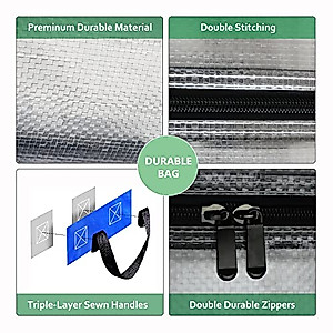 Kiffun Moving Bags Clear Heavy Duty Extra Large Tote Bag with Zippers Handles & Backpack Trap Easy Packing & Storage for Clothes Blanket 6 Pack