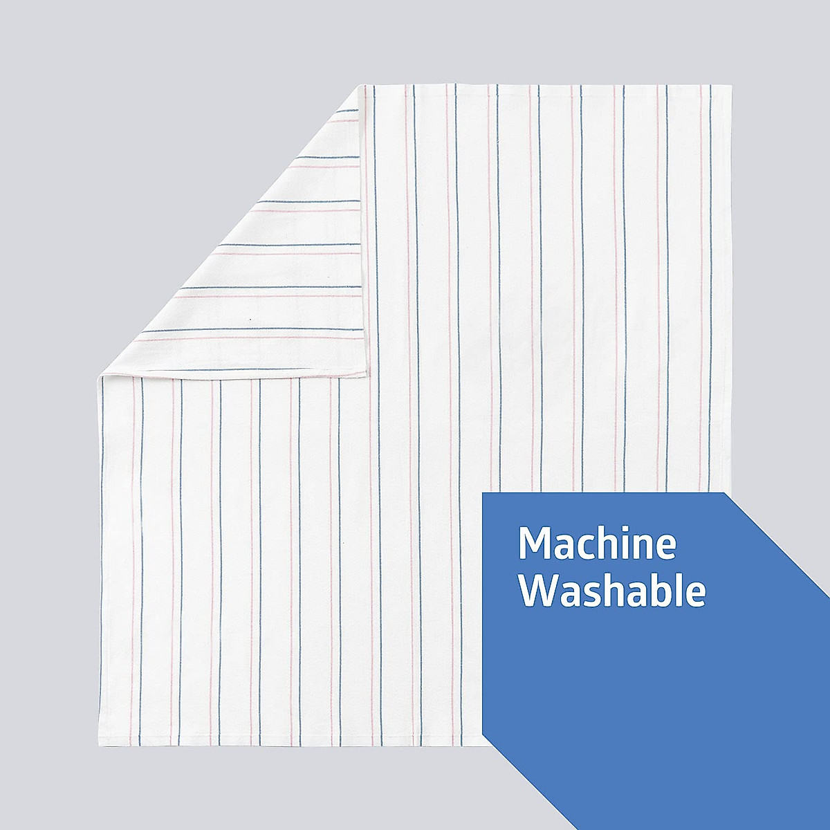 Medline Candystripe Stripe Baby Blanket, Classic Design, 100% Cotton, Soft, Cuddly, Swaddling, 36" x 36", 3 Count