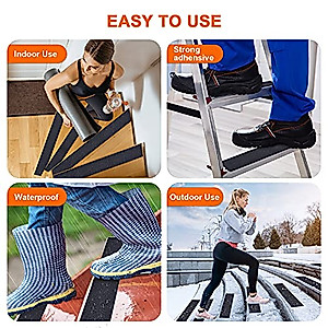 Qingluan Anti Slip Tape Grip Tread Tape Waterproof 4 inch x 16 ft Heavy Duty Abrasive Adhesive Black Tape for Outdoor/Indoor Stairs Steps Floor Ramps