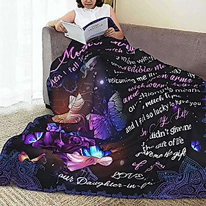 AJIIUSV to My Mother in Law Blanket Quilt for Mom Throw Blankets Mothers Day Blanket Gifts for Mother in Law Gratitude Flannel Blanket Butterfly Birthday Women's Day Gifts 50"x60"