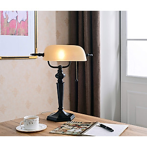 Kenroy Home Classic Banker Lamp ,15.5 Inch Height, 13 Inch Width, 10.5 Inch Ext. with Oil Rubbed Bronze Finish
