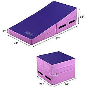 M HI-Mat Gymnastics Mat Cheese Wedge Mat Home Gymnastics Mat, Multi-size Skill Shape Rolling mat Home Sports Cheese Mat (purple&pink)