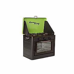 Flame King YSNHT-300 Portable Outdoor Propane Oven Stove Combo for Camping, RV, Tailgating, Trailer, Green/Black
