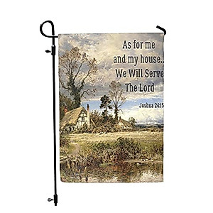 Double Sided Religious Garden Flag - As For Me And My House - We Will Serve The Lord - Inspirational Bible Verse Joshua 24:15 - Decorative Outdoor Christian Faith Flags - Yard Decor by Jolly Jon