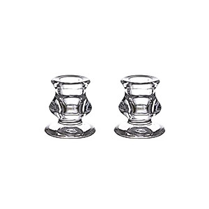 olorvela Candlestick Holders, Candle Holders Glass, Taper Candle Holders Clear, Perfect for Home Decor, Weddings, Restaurants, and Dinner Parties, 2pcs/Set