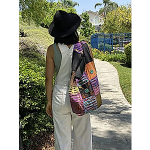 Bohemian Quilted Torn Look Razor Cut Hippie Crossbody Sling Purse Boho Handbag