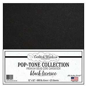 Black Licorice Cardstock Paper - 12 X 12 Inch 100 Lb. Heavyweight Cover - 25 Sheets From Cardstock Warehouse