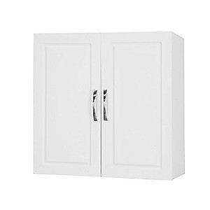 Haotian FRG231-W, White Kitchen Bathroom Wall Cabinet, Garage or Laundry Room Wall Storage Cabinet, White Stipple, Linen Tower Bath Cabinet, Cabinet with Shelf