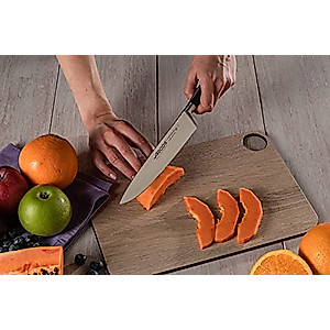 ARCOS Chef Knife 8 Inch Stainless Steel. Professional Cooking Knife for Cutting Fish, Meat and Onion. Ergonomic Polyoxymethylene Handle and 200mm Blade. Series Riviera. Color Black