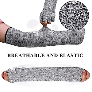 2 Pairs Cut Resistant Sleeves for Men Anti Cut Protective Sleeves Arm Sleeves Safety Gloves (Black, Gray)