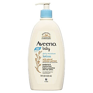 Aveeno Baby Daily Moisture Moisturizing Lotion for Delicate Skin with Natural Colloidal Oatmeal & Dimethicone, Hypoallergenic, Fragrance-, Phthalate- & Paraben-Free, 18 fl. oz (Package may vary)