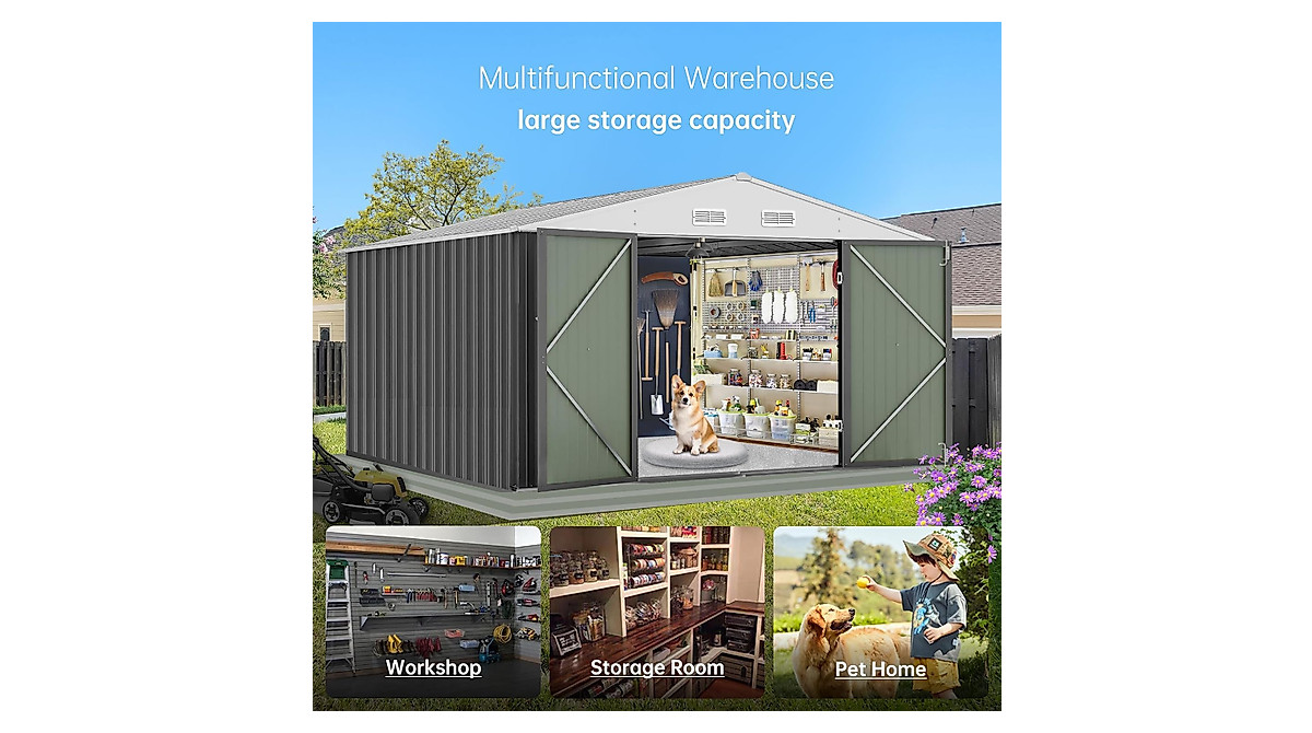 10x8 FT Metal Storage Shed for Outdoor Use | Garvee Steel Utility Shed
