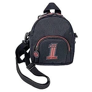Harley-Davidson Deluxe Mini-Me Small Backpack, Rubberized #1 Logo - Black