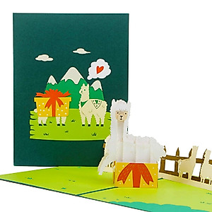 Ribbli Llama Handmade 3D Pop Up Card for All Occasion, Birthday Card, Thanksgiving Card, Christmas Card, Animal Card, Llama Gifts for Men Women Kids, with Envelope