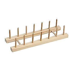 Yiju Sewing Thread Holder Embroidery Storage Multi Spools Wood Shelf Quilting Organizer Needlework Bobbin Rope Wooden Thread Rack Decoration Tool, 29.5cmx9.5cmx4.6cm