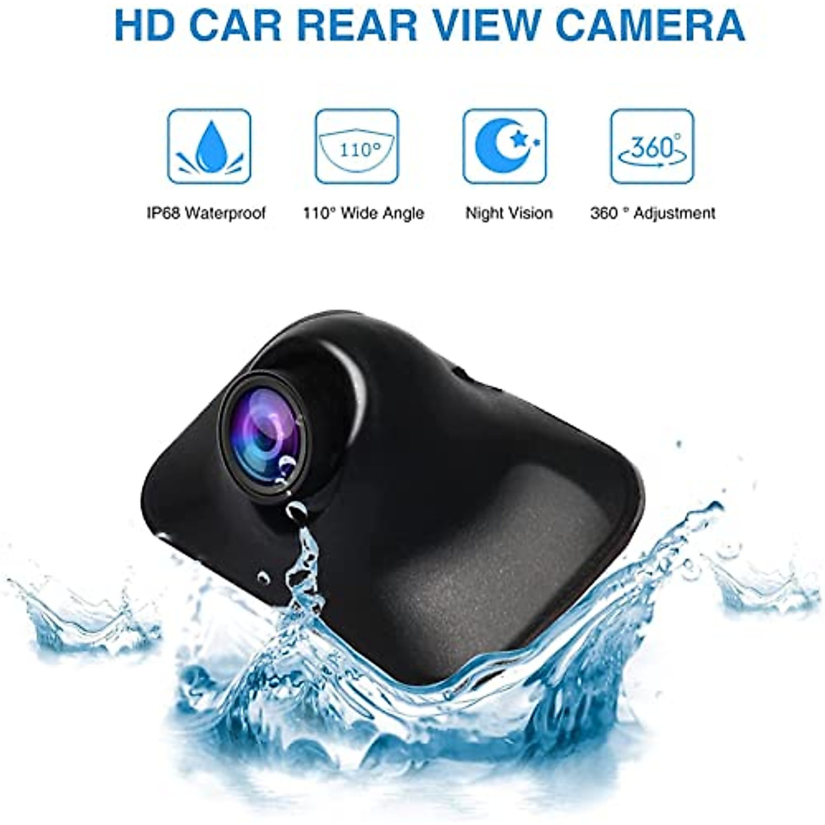 PARKVISION Mini Car Side View Camera/Rear View Camera/Front View Camera with Rotatable Lens,Paste Installation,Upside Down Flip Image Function Without Guideline