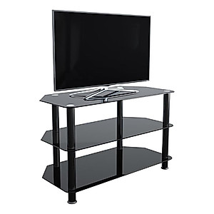 AVF Transitional Steel and Glass TV Stand for up to 42" TVs in Black/Chrome