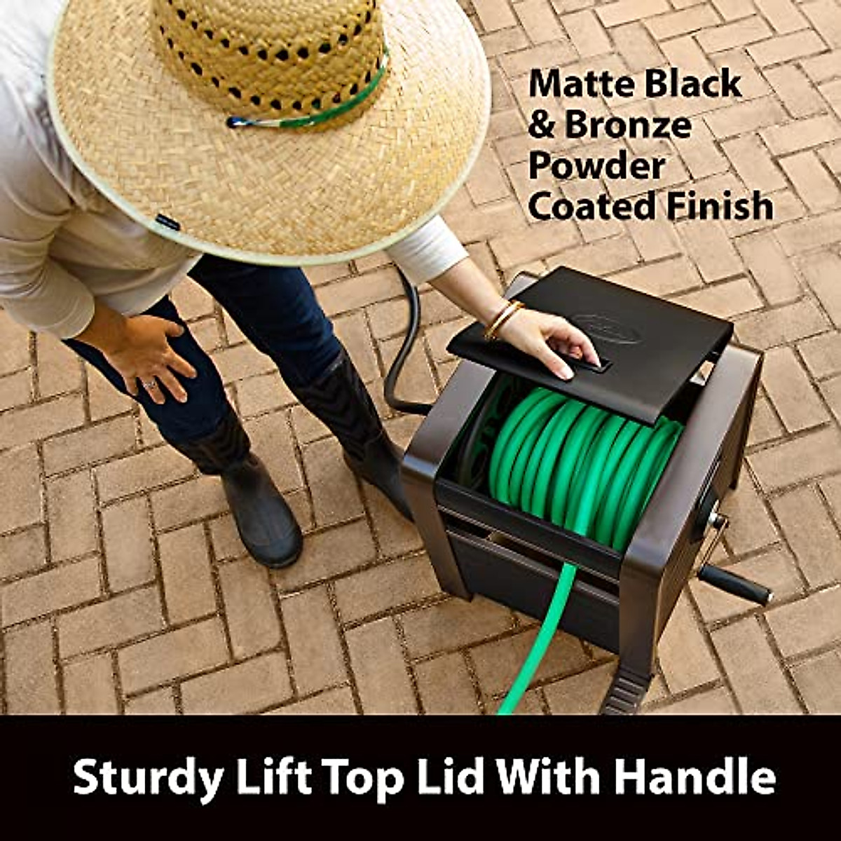 Liberty Garden 778 200' Hose Storage Box, Bronze, 23 x 16.9 x 18.15 inches