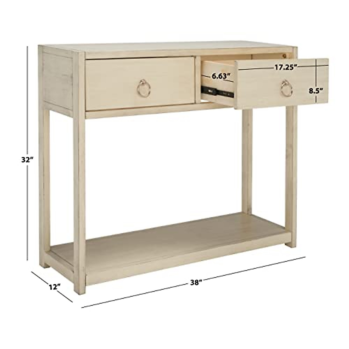 SAFAVIEH Home Collection Sadie Contemporary Antique White 2-Drawer Console Table (Fully Assembled)