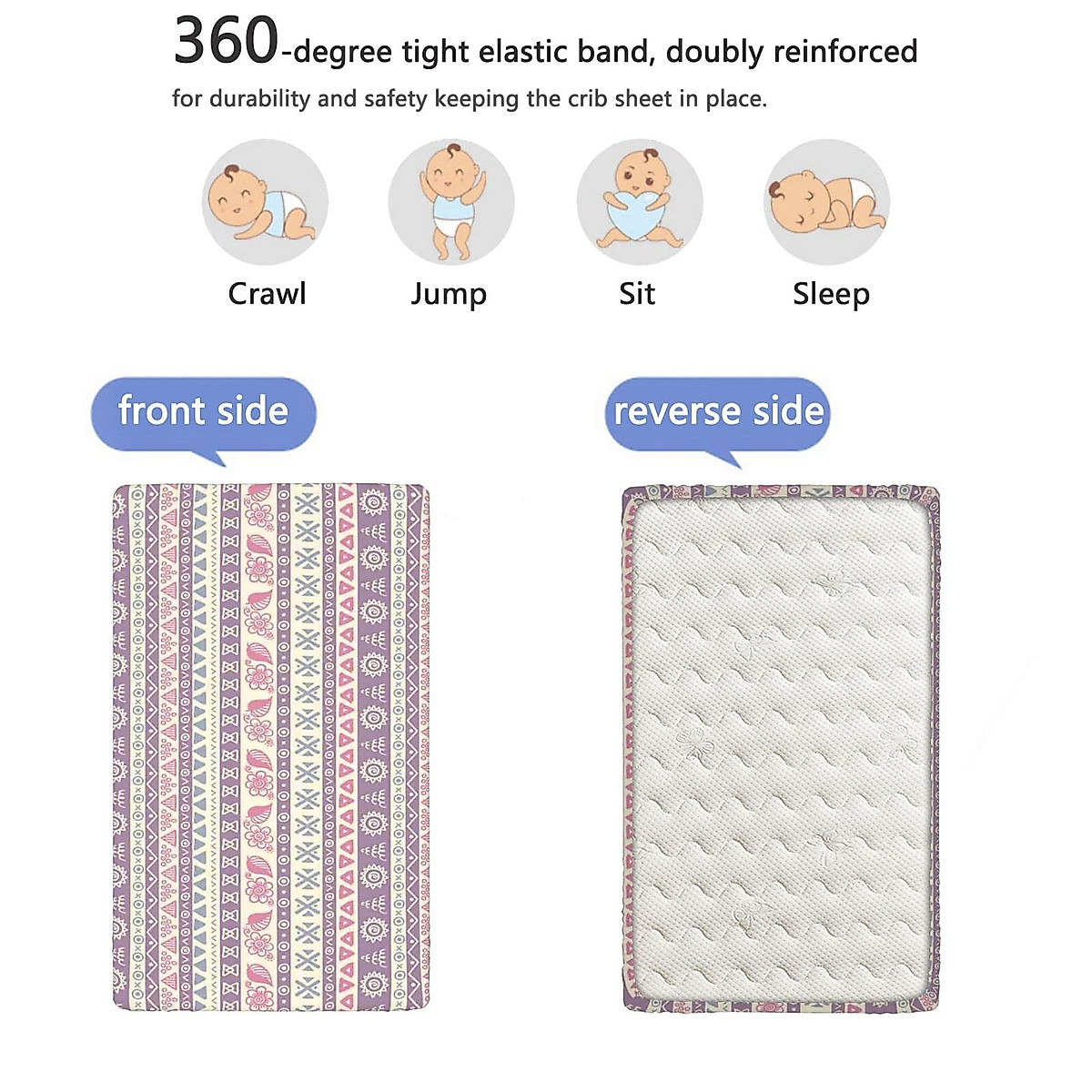 Striped Themed Fitted Crib Sheet,Standard Crib Mattress Fitted Sheet Soft and Breathable Bed Sheets-Great for Boy or Girl Room or Nursery,28“ x52“,Pale Pink Mauve