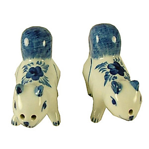 Porcelain Blue and White Squirrel Salt and Pepper Shaker