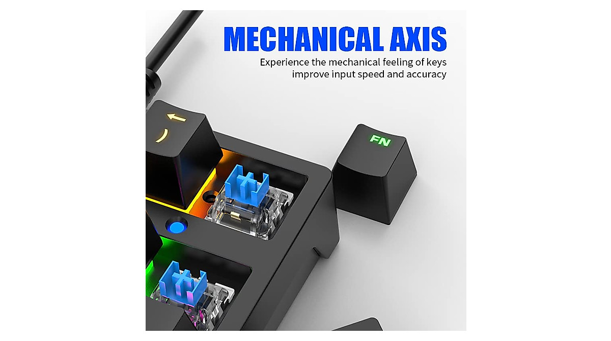 JPHTEK Number Pad, Mechanical USB Wired Numeric Keypad with RGB LED ...