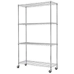 18" L x48 W x72 H 6 Shelf Wire Shelving Unit NSF Garage Storage Shelves Large Heavy Duty Metal Shelf Organizer Height Adjustable Commercial Grade Steel Rack 2100 LBS Capacity with Wheels Chrome
