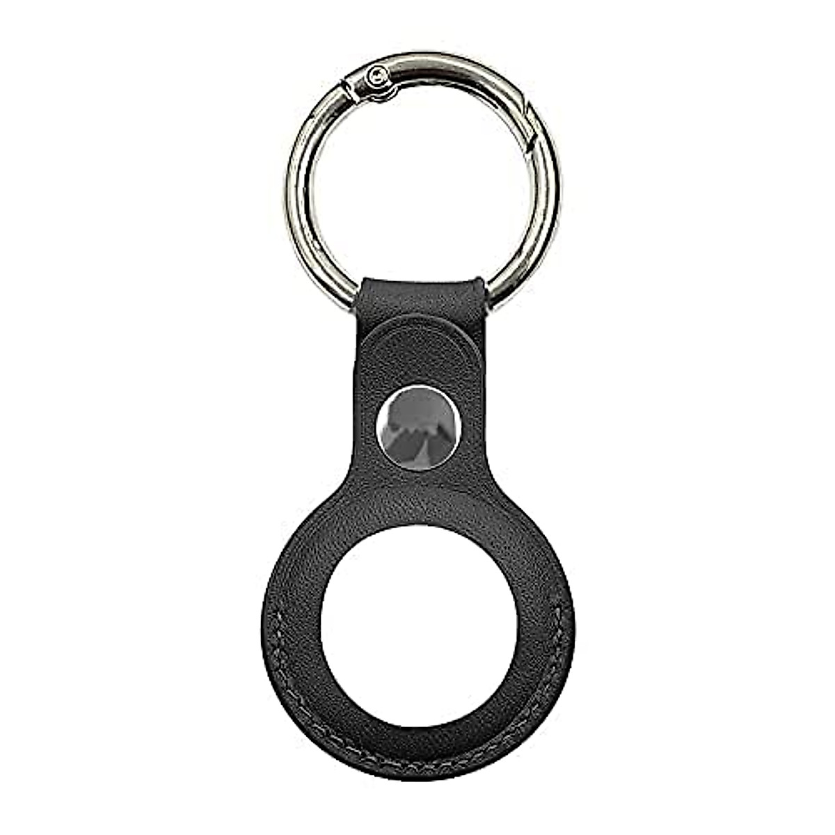 Airtag Leather Case GPS Leather Case Anti Scratch Protective Skin Protective Cover with Key Chain Easy to Connect with Key, Backpack and Clothing Bag(Black)