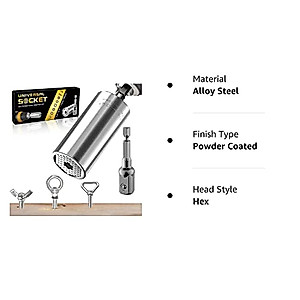 Christmas Gifts Stocking Stuffers for Men Him, Universal Socket Mens Gifts for Dad Boyfriend, Professional 7mm-19mm Socket Set for Multiple Adapters