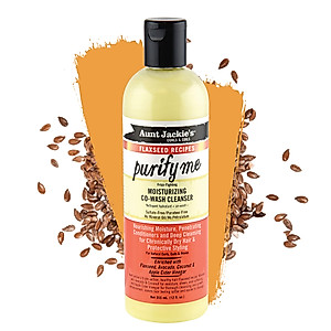 Aunt Jackie's Flaxseed Recipes Purify Me Frizz-Fighting Moisturizing Co-Wash Hair Cleanser for Chronically Dry Hair and Protective Styling, 12 Fl Oz