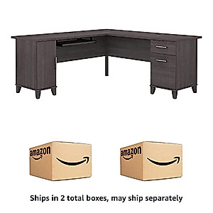 Bush Furniture Somerset L Shaped Desk with Storage, 72W, Storm Gray