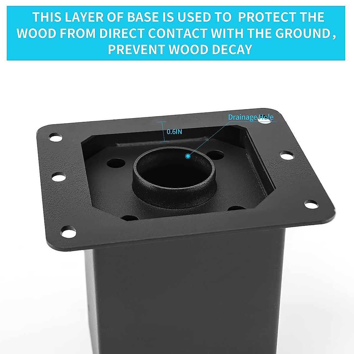 AXWHYS 4x4 Post Base 4 Pcs, (Inner Size 3.6x3.6) Post Anchors, 13GA Thick Solid Steel & Black Powder Coated,Deck Post Brackets Support Deck Base Plate Pergola Brackets Fence Kit Mailbox Mount