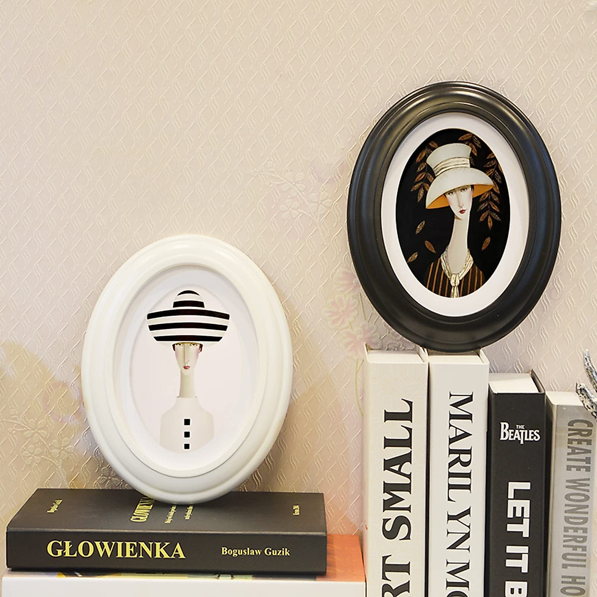 GRRONZEE 2 Pack Oval Picture Frame 5x7 Black Oval Photo Frames, 5 by 7 Oval Wall Picture Frame Photo Frame for Home Decor, Photo Gallery