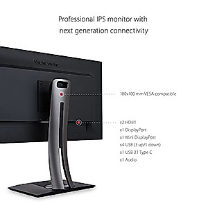 ViewSonic VP2785-4K 27-inch 4K Ultra HD Professional Monitor with 99% Adobe RGB, Delta E<2, Hardware Colour Calibration, 2x HDMI, Display Port, USB-C for Graphic Design, Photo & Video Editing