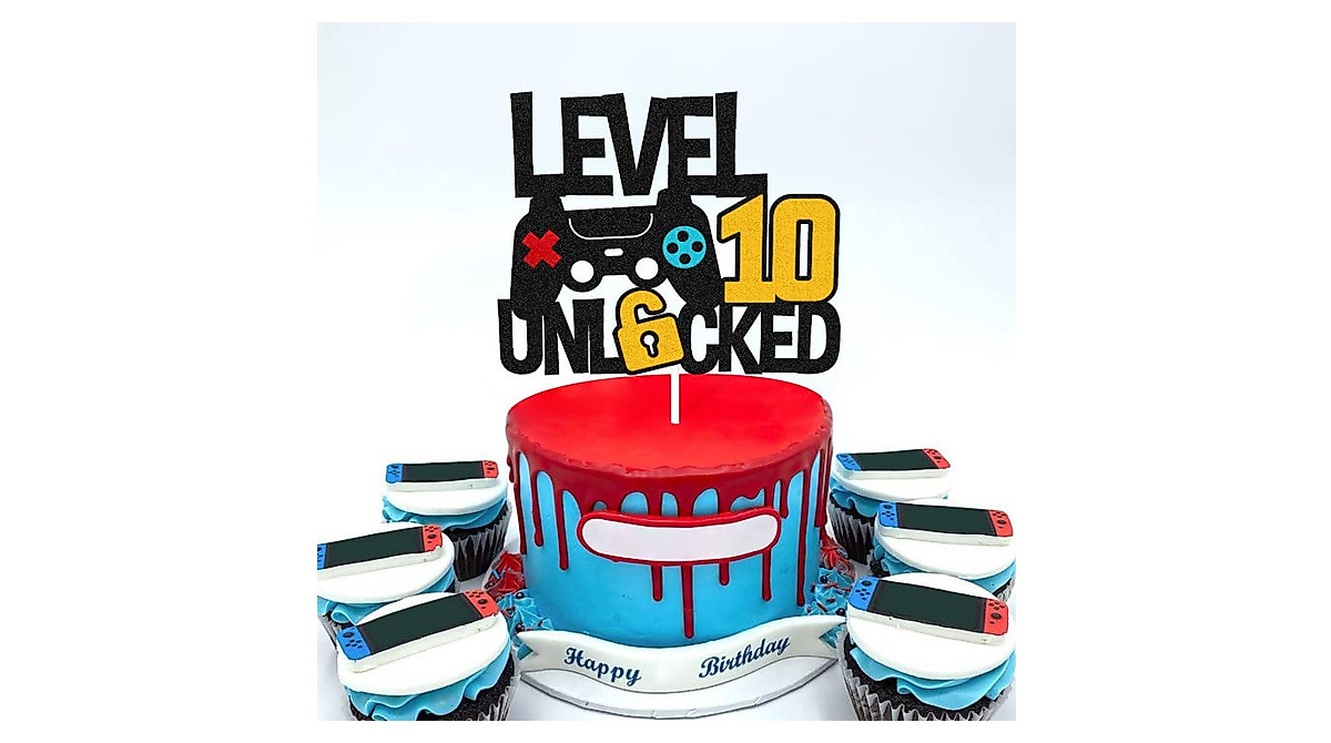Level 10th Unlocked Cake Topper for Epic Birthday Parties