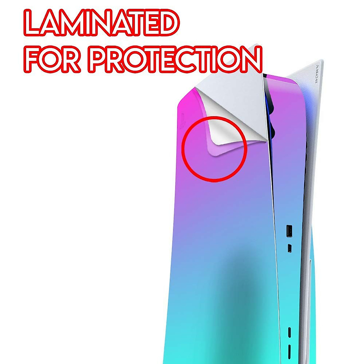 ITS A Skin Skins Compatible with Sony Playstation 5 Console Disc Edition - Protective Decal Overlay Stickers wrap Cover - Hombre Pink Purple Teal Gradient