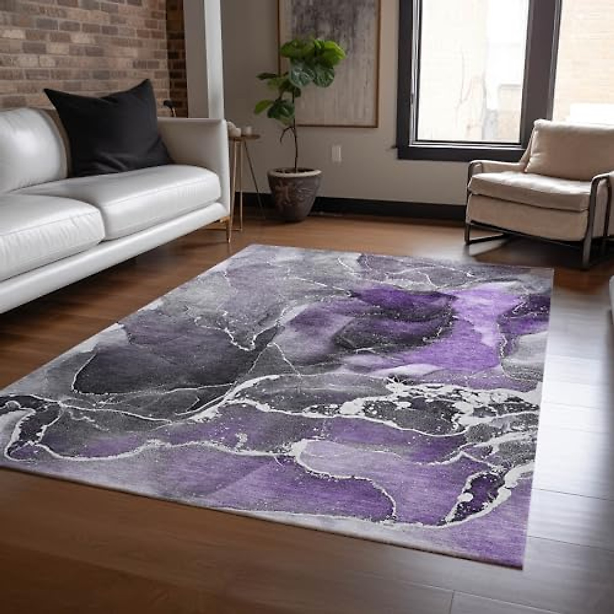 Addison Rugs Chantille ACN503 Purple 8' x 10 Indoor Outdoor Area Rug, Stain Resistant, Machine Washable, Non Shedding, Bedroom, Living Room, Dining Room, Kitchen Rug