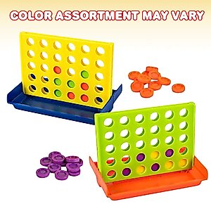 Gamie Four in a Row Game, Set of 4, Line Up Four Pegs in a Row Games with Foldable Board & 30 Pieces Each, Fun Indoor Game Night Games for Kids, Educational Learning Game for Children