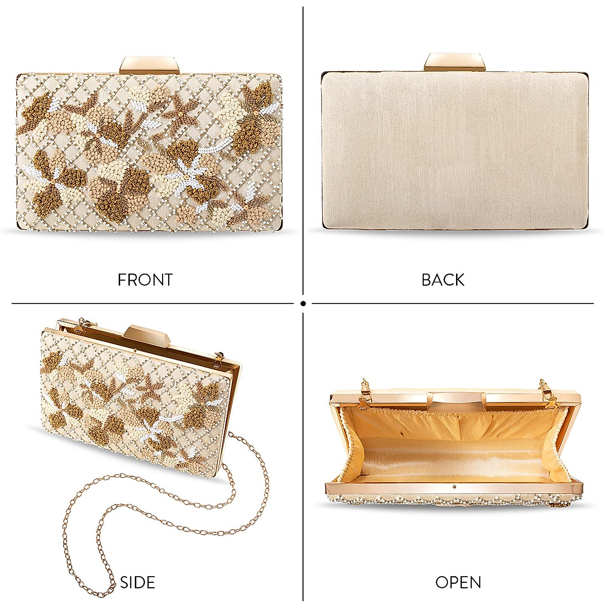 Aheli Indian Clutch Purses Gift for Women Wedding Handmade Evening Handbags Party Bridal Clutch, Gold